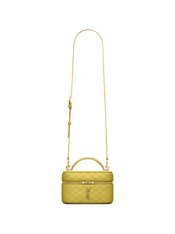 Saint Laurent Mini Gaby Quilted-pattern Logo-detail Tote Bag - Yellow