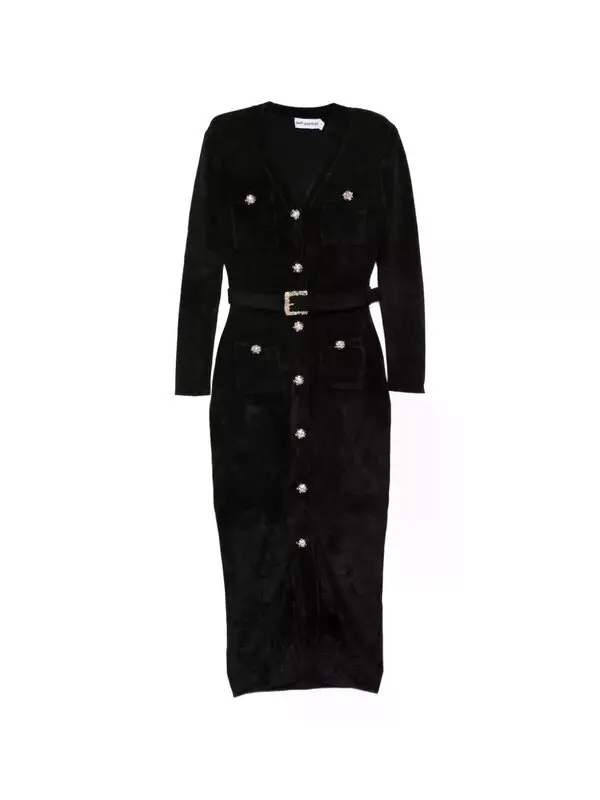 SELF-PORTRAIT Belted Button-down Midi Dress - Black