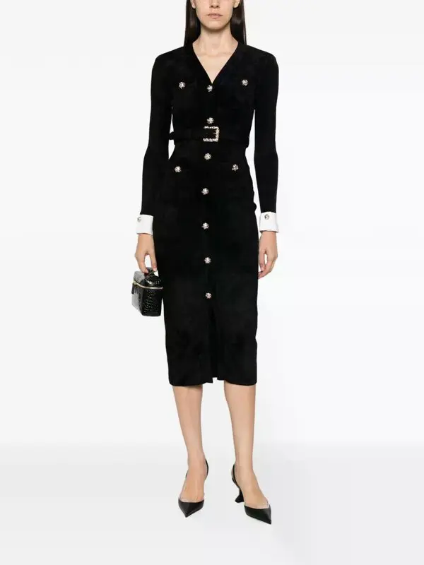 SELF-PORTRAIT Belted Button-down Midi Dress