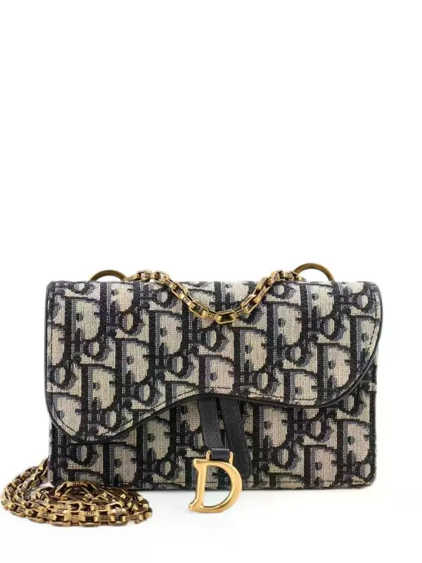 Dior Saddle Chain Pouch Oblique Canvas Shoulder Bag