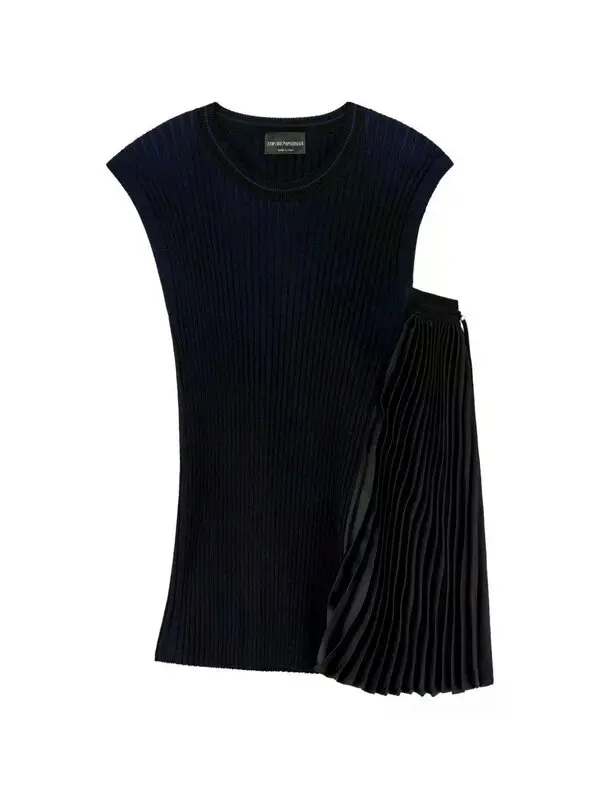 Emporio Armani Asymmetrical Ribbed Knit Top - Black