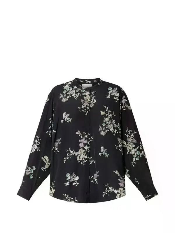 MARANT ETOILE Floral-print Pleated-shoulder Shirt - Black