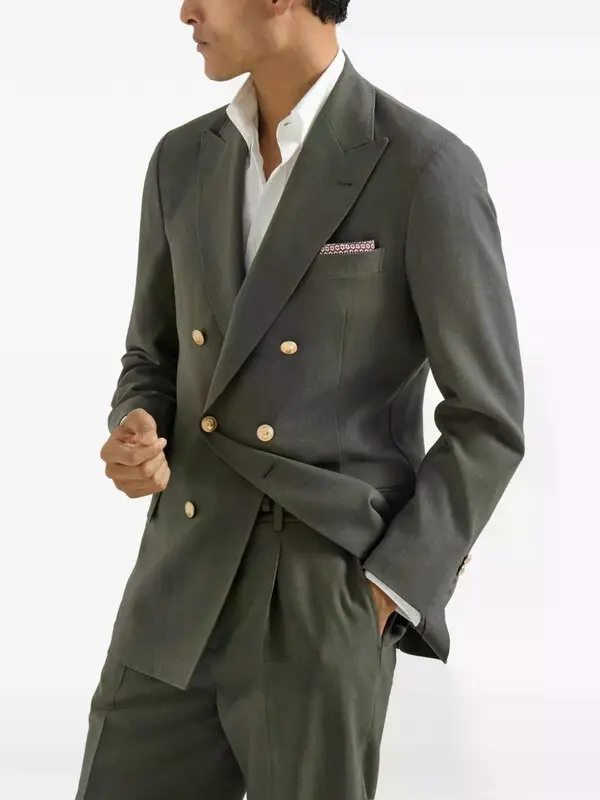 Brunello Cucinelli Virgin Wool Canvas One-and-a-half Breasted Deconstructed Blazer With Metal Buttons