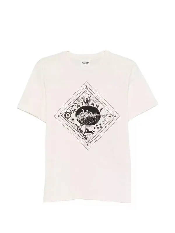 MARANT ETOILE Graphic-print Slub-texture T-shirt - Neutrals