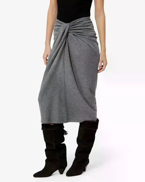MARANT ETOILE Jeldia Draped Knot Midi Skirt
