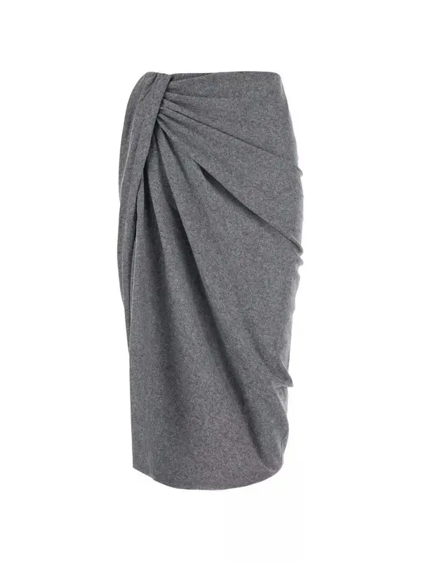 MARANT ETOILE Jeldia Draped Knot Midi Skirt - Grey