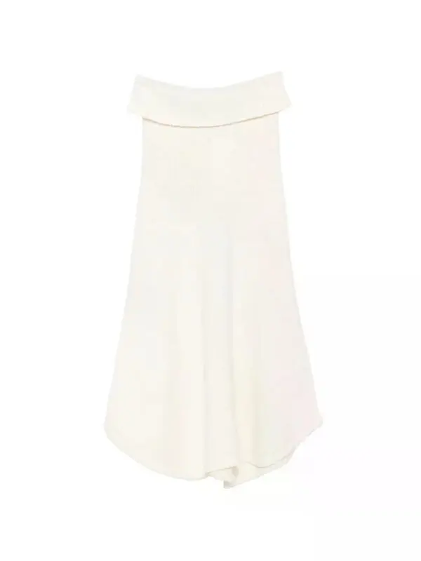 AYA MUSE Asymmetric Knitted Maxi Skirt - White