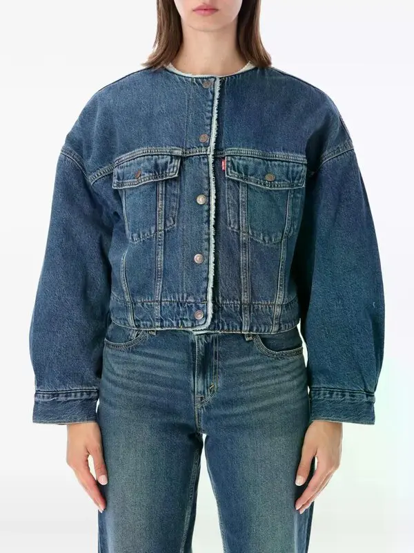 LEVI'S Faux-shearling-trim Cropped Denim Jacket