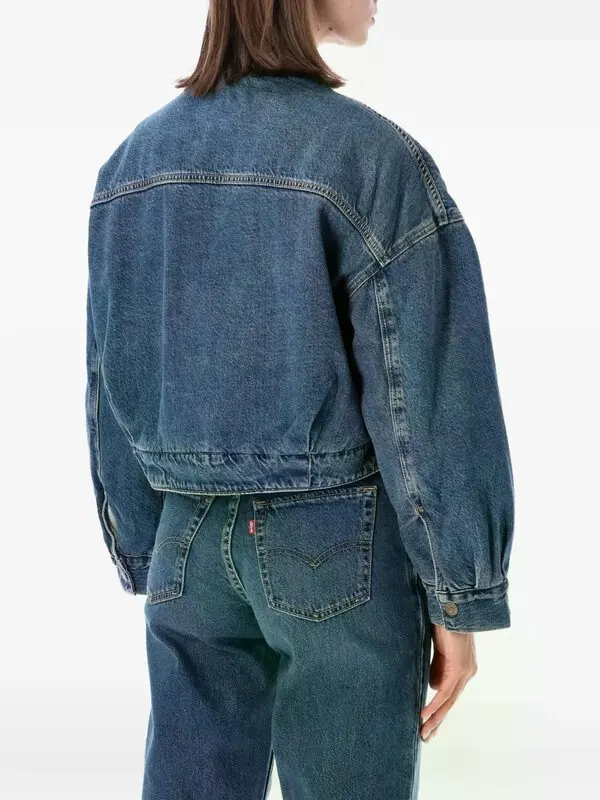 LEVI'S Faux-shearling-trim Cropped Denim Jacket