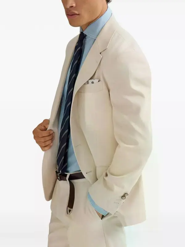 Brunello Cucinelli Cotton And Virgin Wool Gabardine Deconstructed Blazer