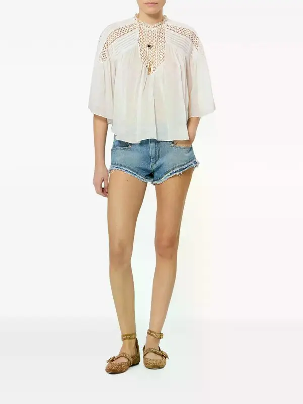 MARANT ETOILE Pleated Blouse With Crochet Trim