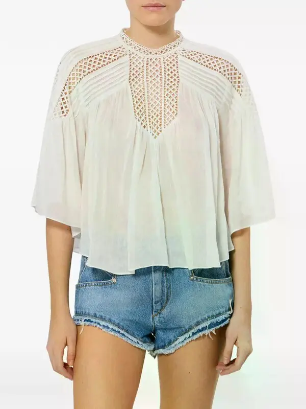 MARANT ETOILE Pleated Blouse With Crochet Trim