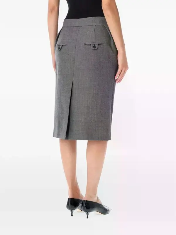 Magda Butrym Pleated Midi Skirt With Rear Slit - Grey