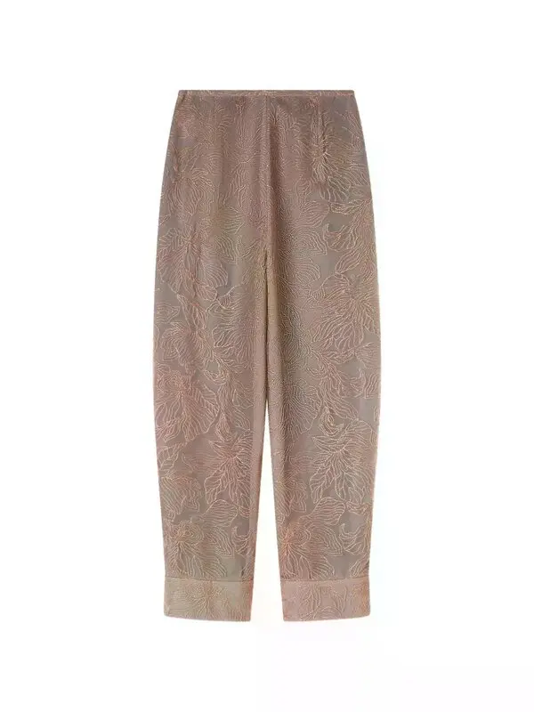 Emporio Armani Embroidered Tulle Tapered Trousers - Neutrals