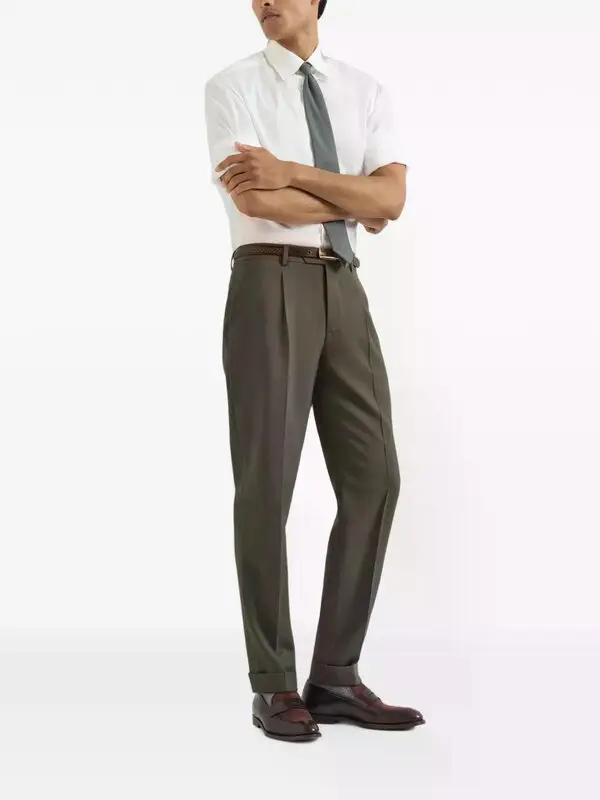 Brunello Cucinelli Virgin Wool Canvas Trousers With Pleat