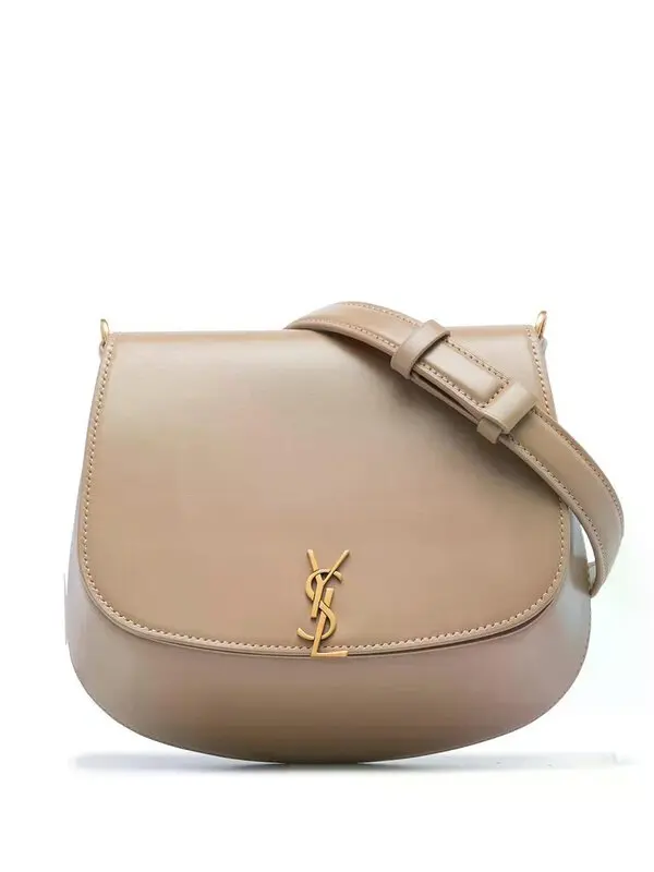 Saint Laurent Calfskin Monogram Voltaire Top Handle Bag - Neutrals