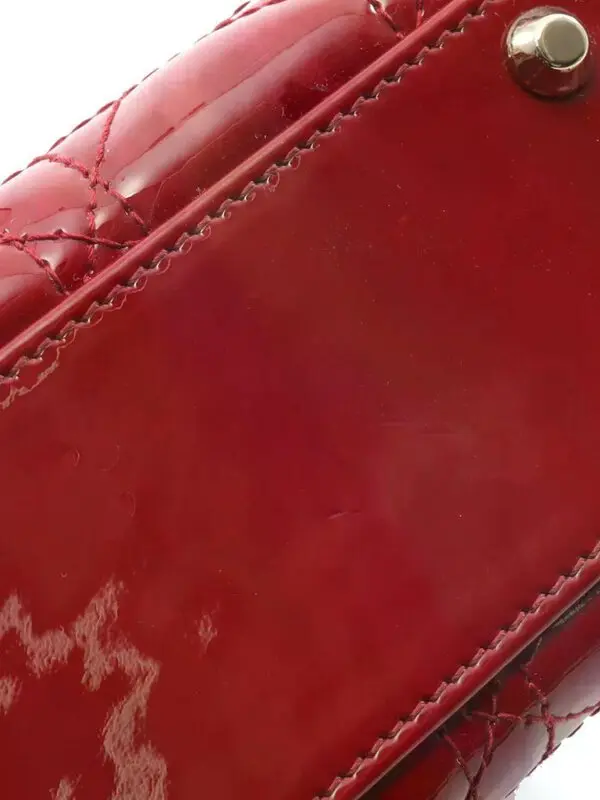 Dior Patent Cannage Lady Mini Satchel - Red