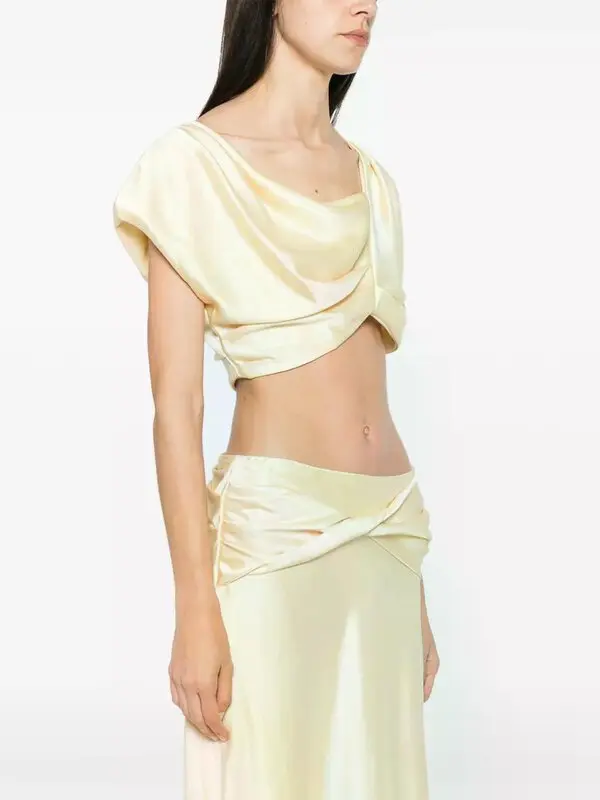 Arcina Ori Twisted Satin Cropped Top - Yellow
