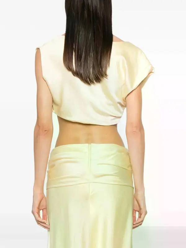 Arcina Ori Twisted Satin Cropped Top - Yellow