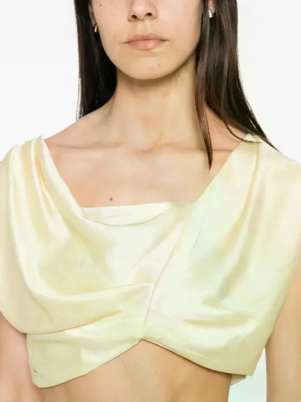 Arcina Ori Twisted Satin Cropped Top - Yellow