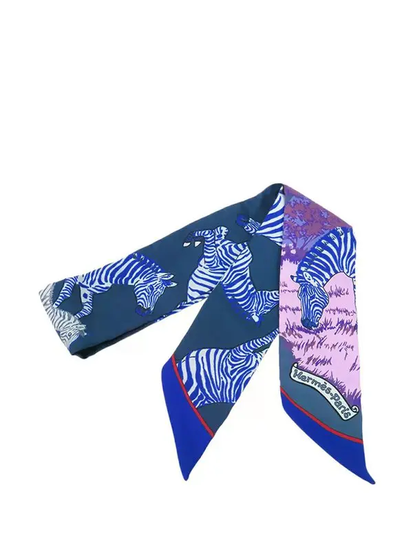 Hermès 2000-2026 Les Zebres Silk Twilly Scarf Scarves