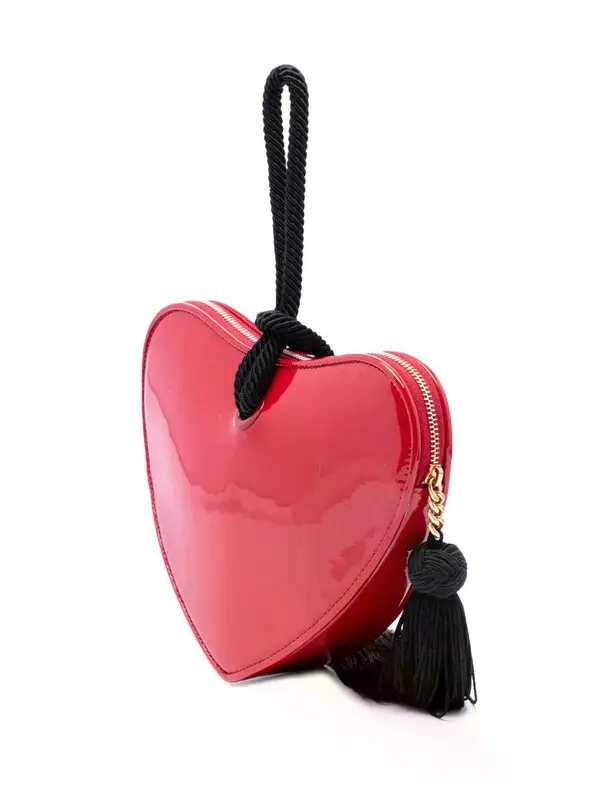 Saint Laurent 2018 Patent Sac Coeur Heart Shaped Clutch Bag - Red