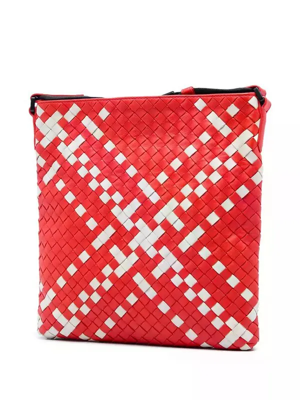 Bottega Veneta 2012-2026 Bicolor Nappa Intrecciato Crossbody Bag - Red