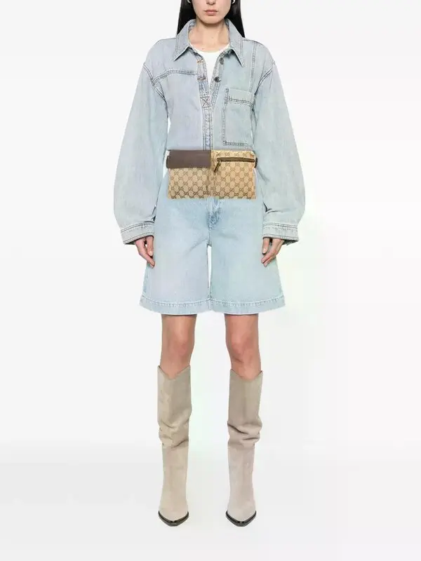 Gucci Gg Canvas Double Pocket Belt Bag - Neutrals