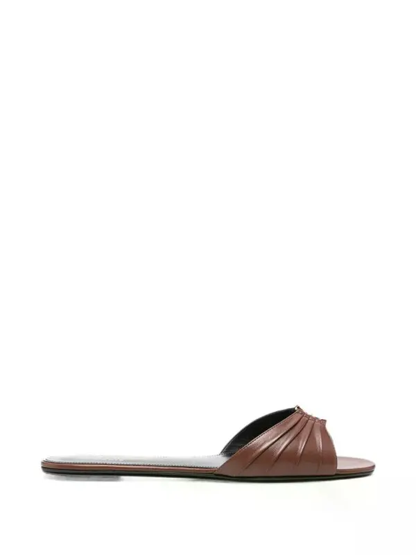 Saint Laurent Cassandra Ruched Leather Sandals