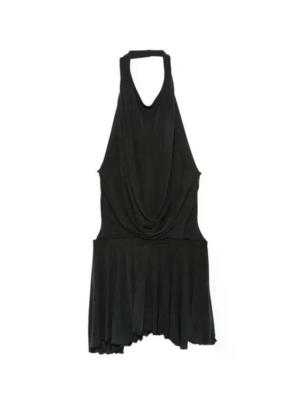 AYA MUSE Draped Open-back Mini Dress - Black