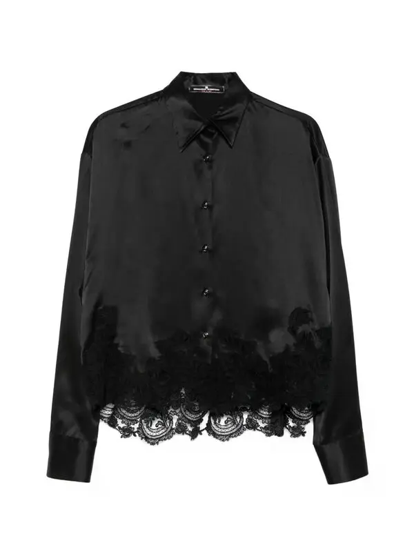 Ermanno Scervino Lace-trimmed Satin Shirt - Black