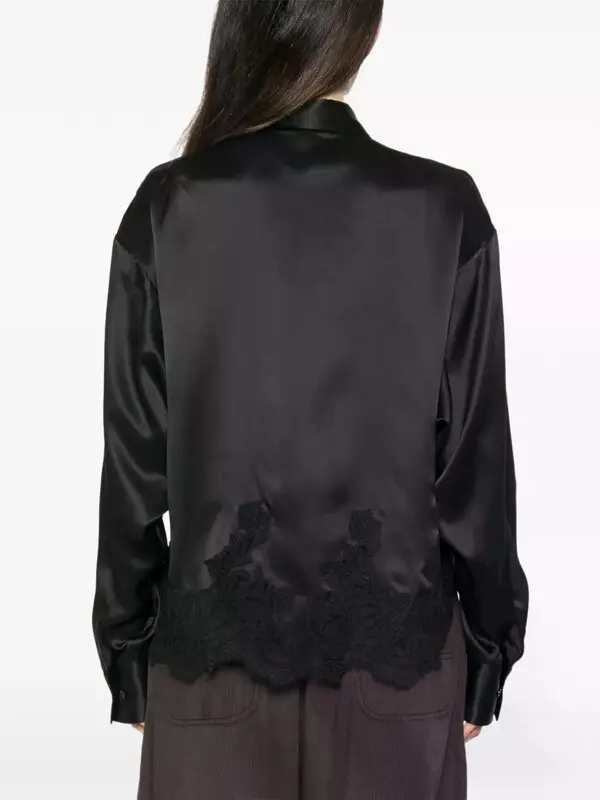 Ermanno Scervino Lace-trimmed Satin Shirt - Black