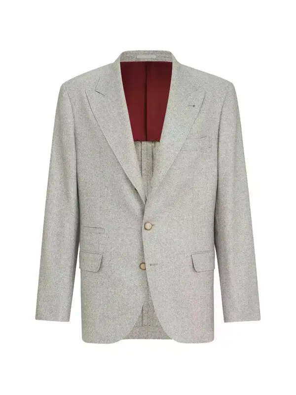 Brunello Cucinelli Silk And Cashmere Cavalry Tweed Deconstructed Blazer With Large Peak Lapels