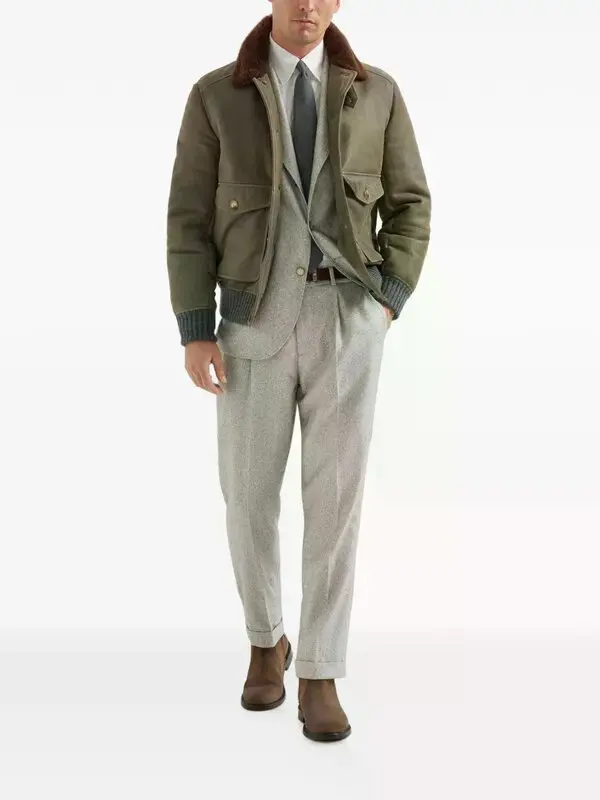 Brunello Cucinelli Silk And Cashmere Cavalry Tweed Deconstructed Blazer With Large Peak Lapels