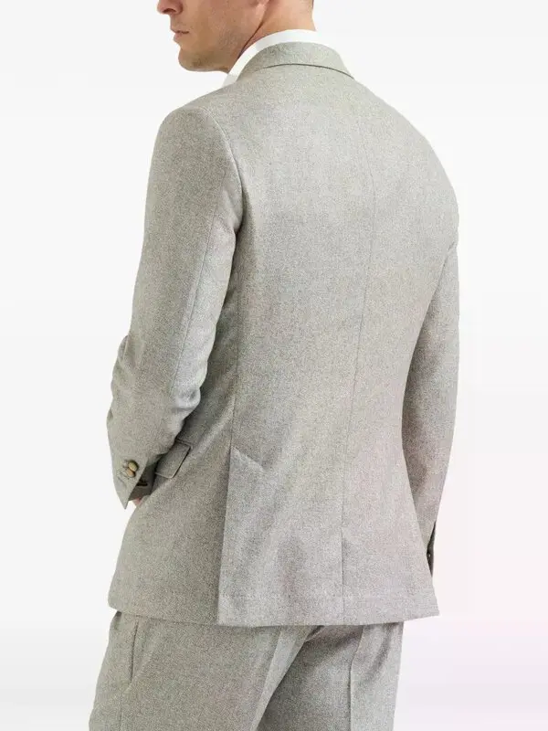 Brunello Cucinelli Silk And Cashmere Cavalry Tweed Deconstructed Blazer With Large Peak Lapels