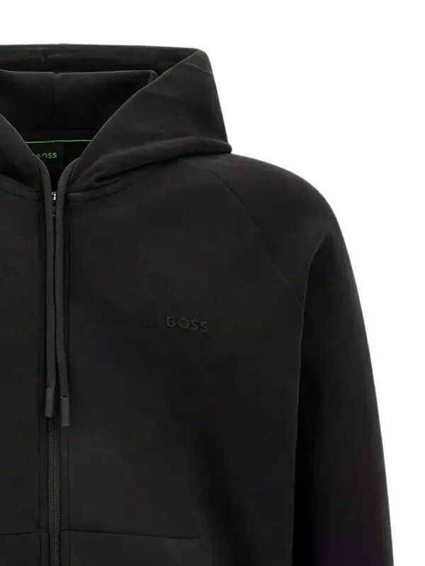 BOSS Saggy Stretch-cotton Zip-up Hoodie With Puff Logo