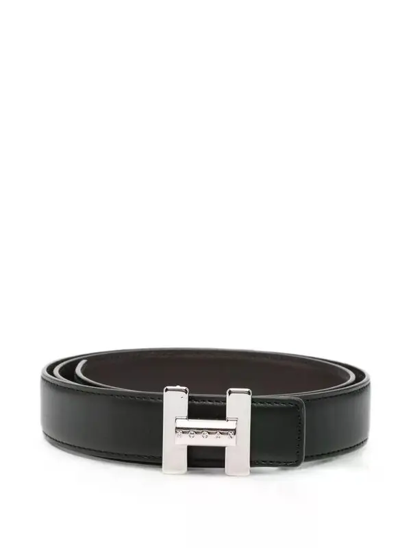 Hogan H-logo Buckle Leather Belt - Black