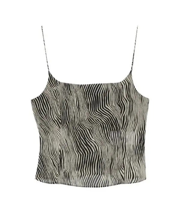 ST. AGNI Zebra Pattern Square Neck Top - Neutrals