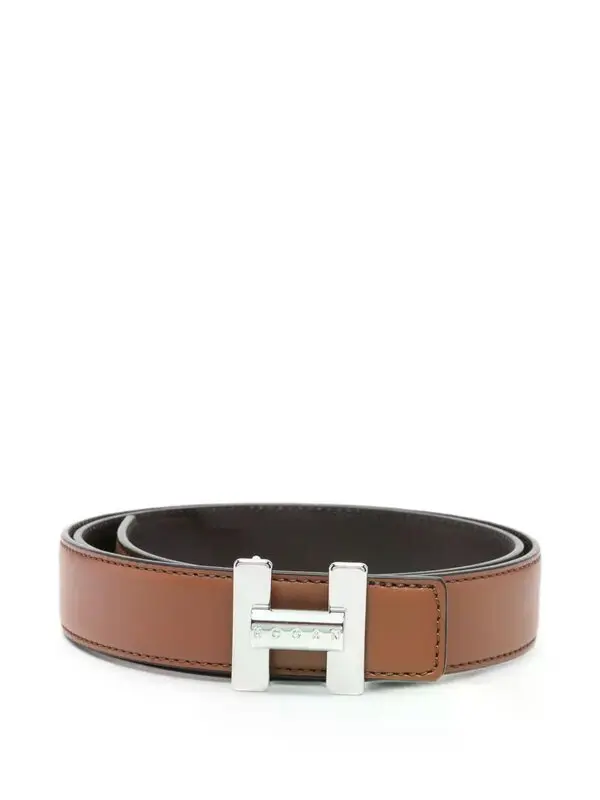 Hogan Logo-buckle Leather Belt - Brown