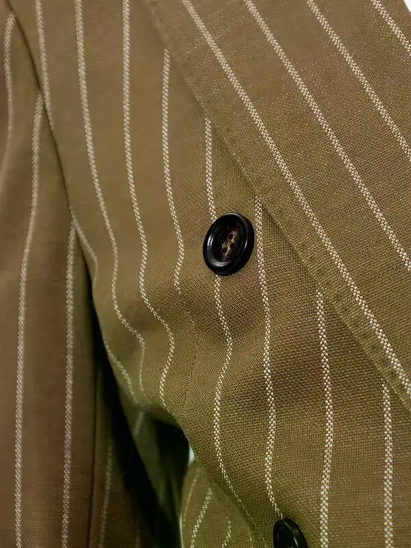 Max Mara Double-breasted Pinstripe Jersey Blazer Kaki
