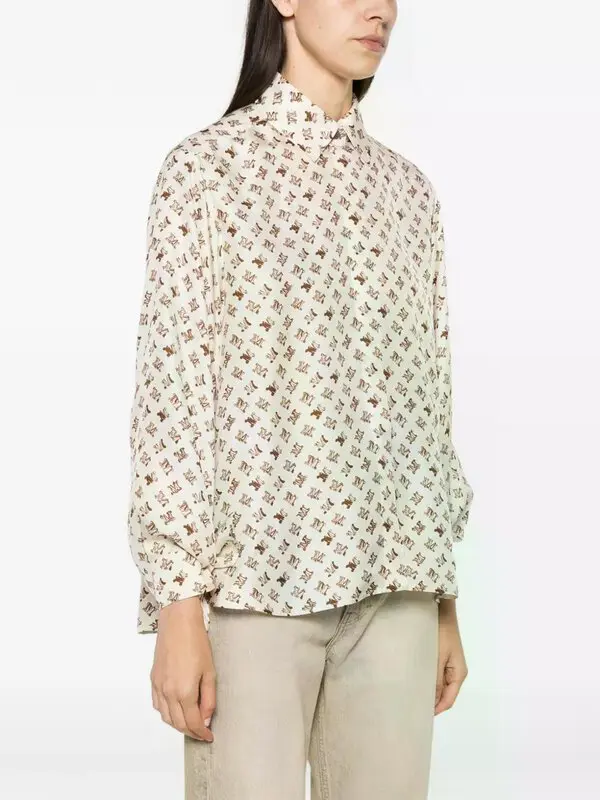 Max Mara Logo-print Tie-cuff Shirt - White