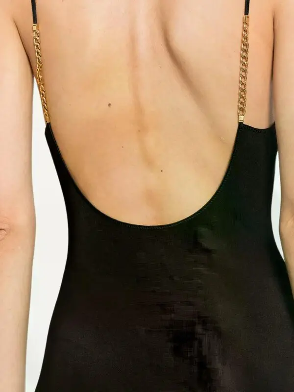 Saint Laurent Chain-link-strap Backless Maxi Dress