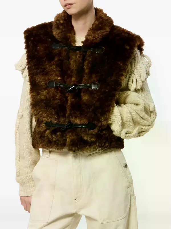 MARANT ETOILE Faux Fur Duffle Vest - Brown