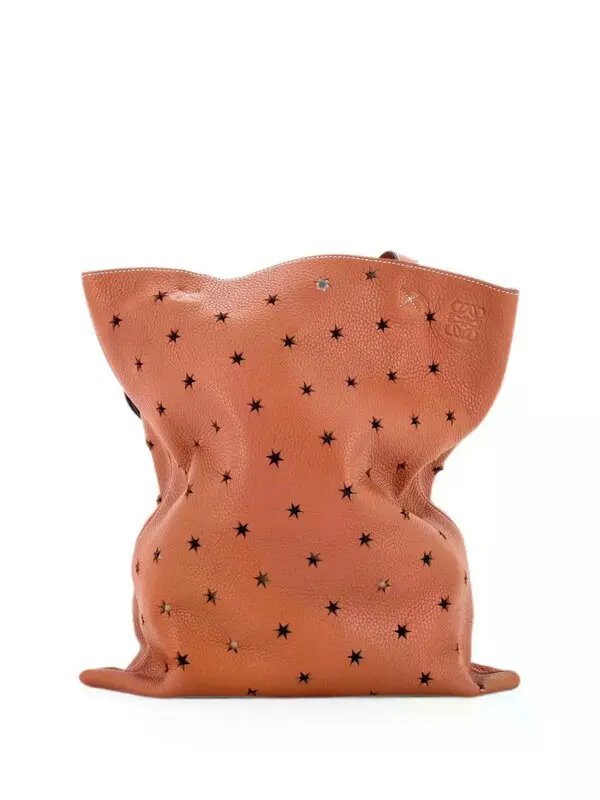 Loewe Stars Vertical Laser Cut Leather Tote Bag - Brown