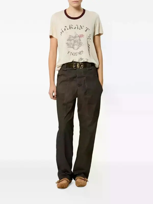 MARANT ETOILE Printed Linen T-shirt - Neutrals