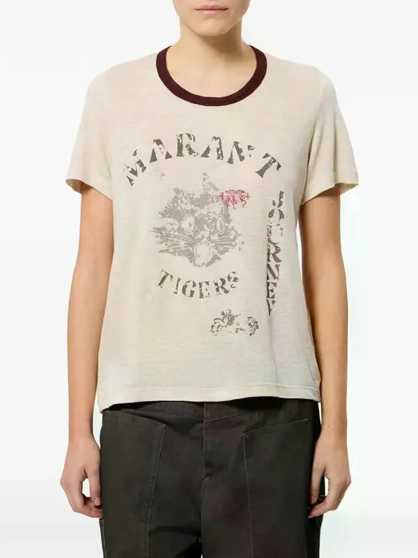 MARANT ETOILE Printed Linen T-shirt