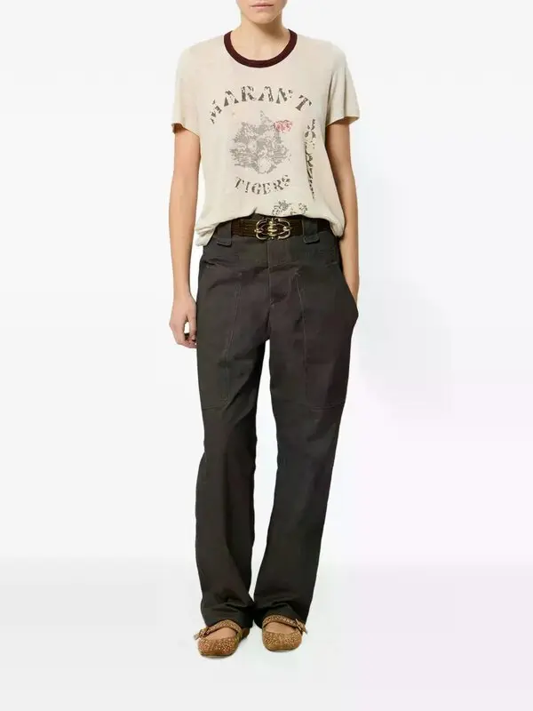 MARANT ETOILE Printed Linen T-shirt - Neutrals