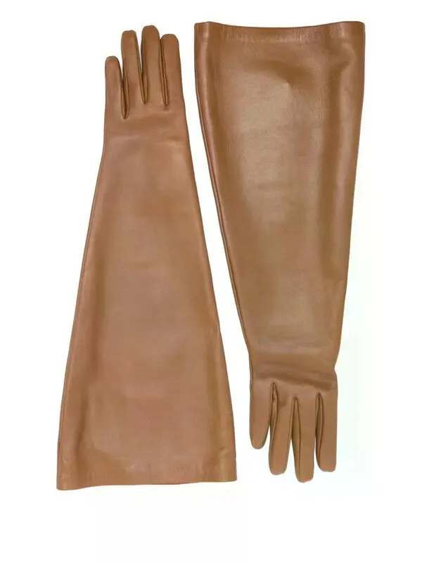 Saint Laurent Leather Gloves - Brown