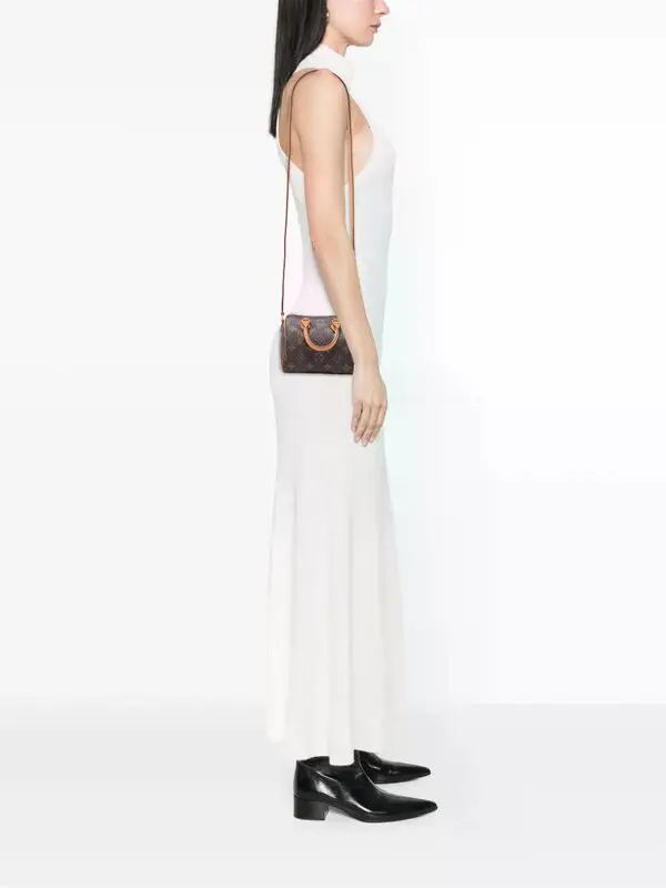 LOUIS VUITTON Monogram Nano Speedy Bandouliere Satchel - Brown