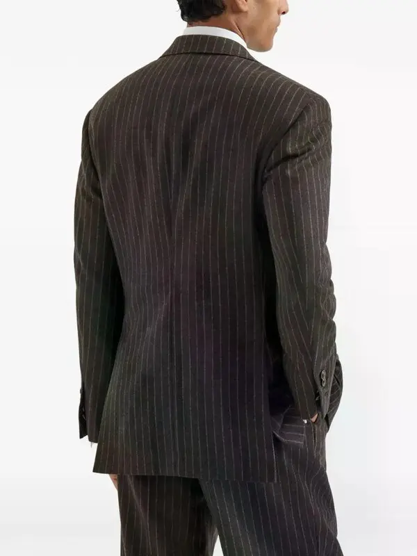 Brunello Cucinelli Virgin Wool And Cashmere Chalk Stripe Flannel Tailor Blazer